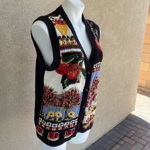 Tiara | Jackets & Coats | Vintage Knit Sleeveless Sweater Cardigan Vest ...